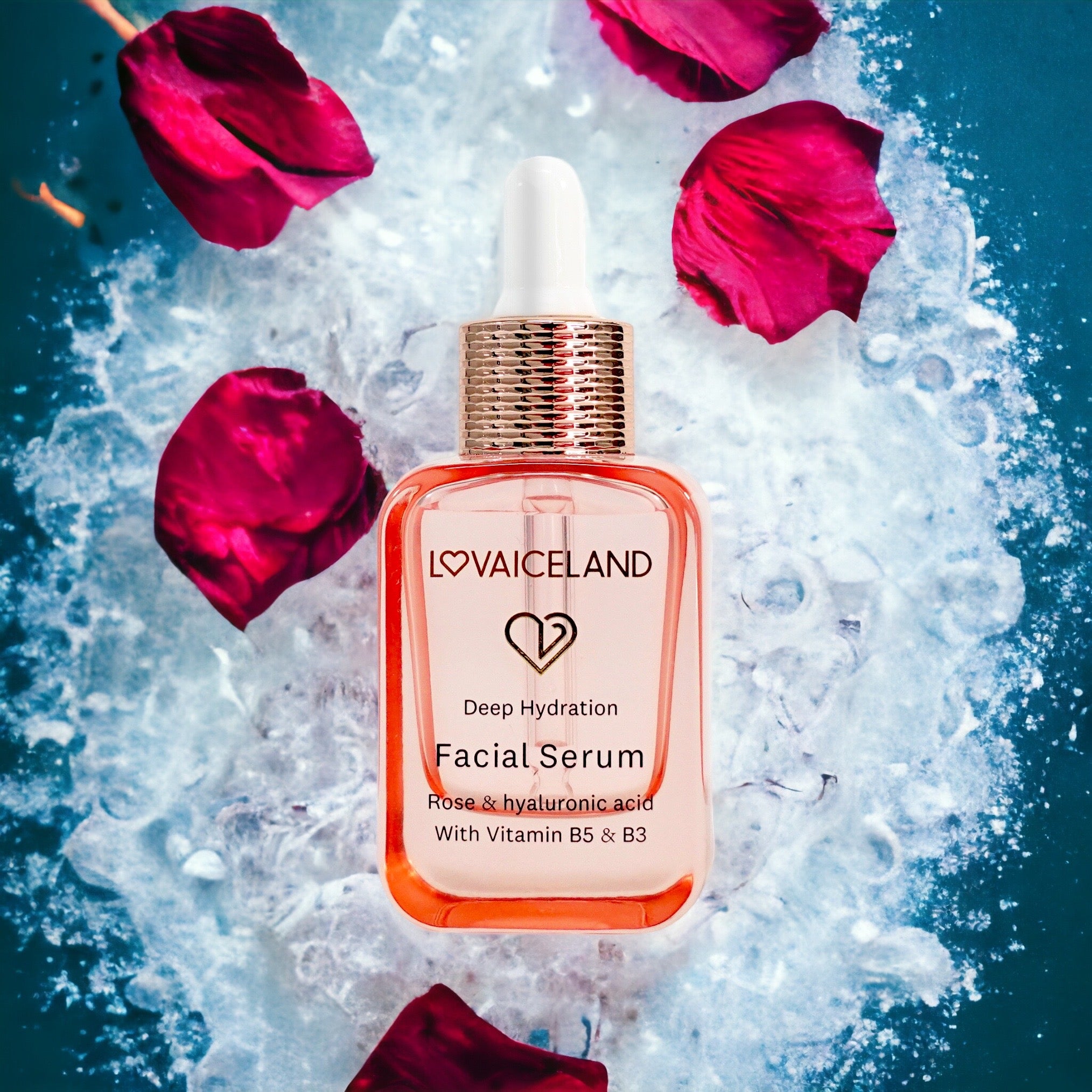 Rósa Andlits-Serum með Hýalúrónsýru, Vítamin B5 & B3 (30ml) – LovaIceland